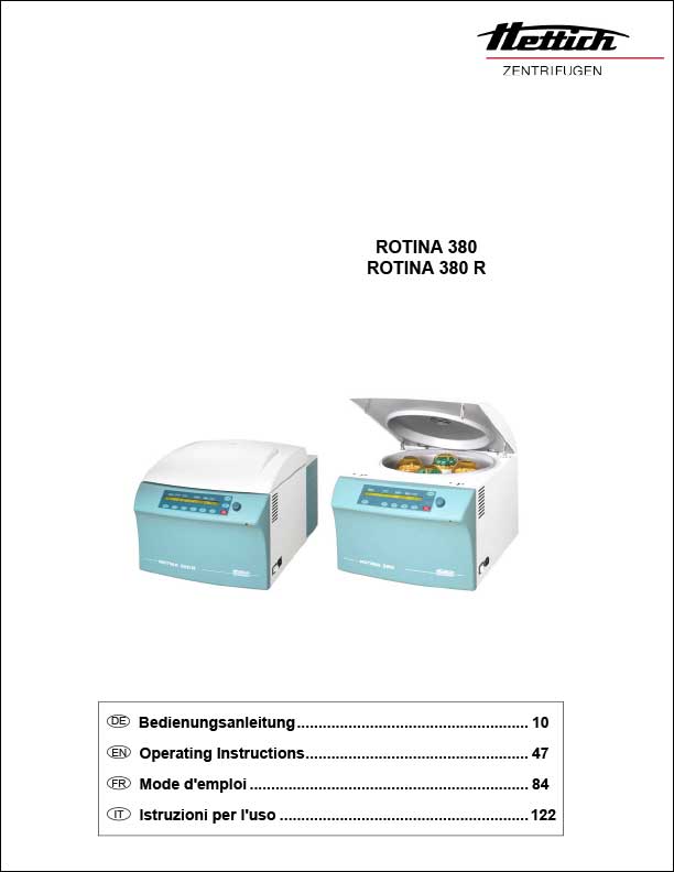 ROTINA 380 | R Operator’s Manual | Hettich
