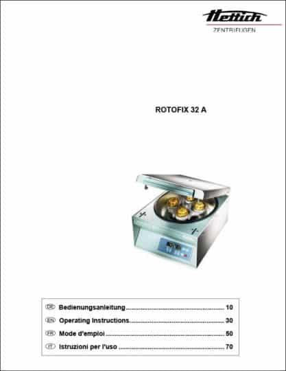 ROTOFIX 32 A Operator’s Manual | Hettich
