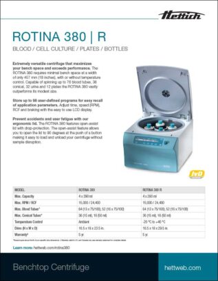 ROTINA 380 | R Product Sheet | Hettich North America