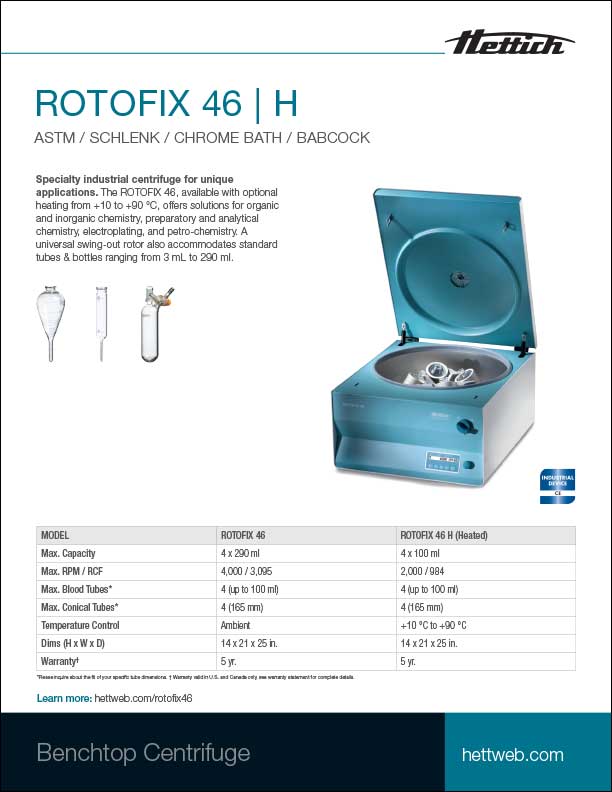 ROTOFIX 46 | H Product Sheet | Hettich North America