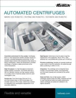 Automated Centrifuges Product Sheet - Hettich