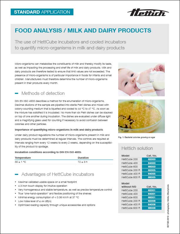 Micro-organisms in Dairy Application Note | Hettich