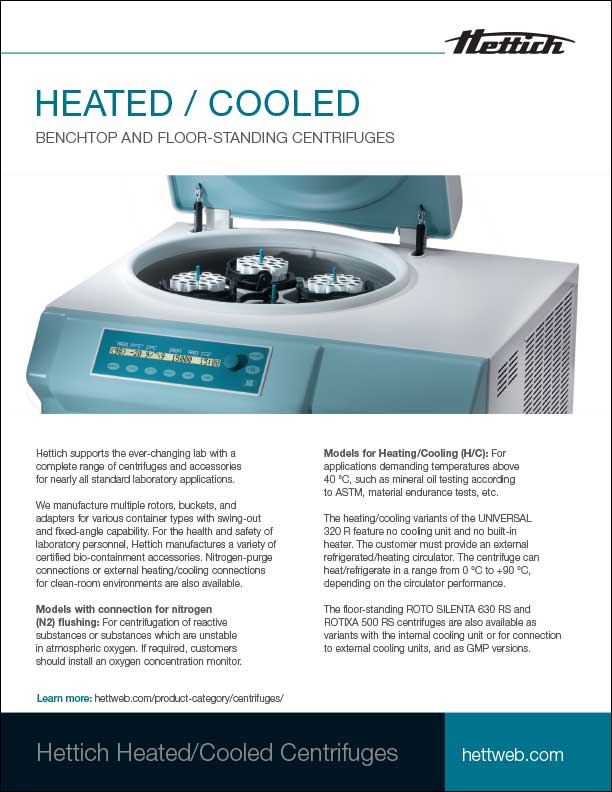 Heated/Cooled Centrifuges Product Sheet | Hettich North America